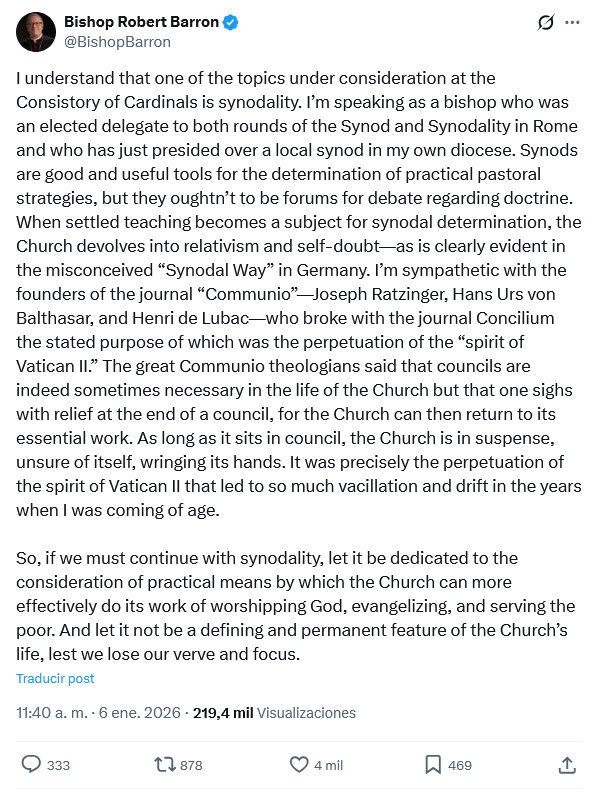 Bishop Barron warns against a synodality that leads to doctrinal ...